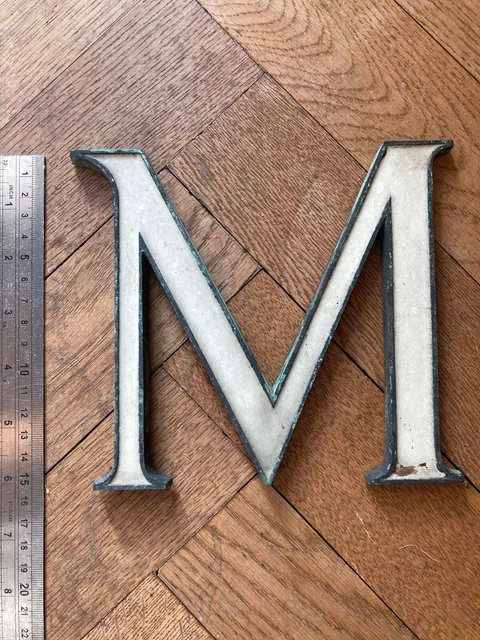 ANTIQUE COPPER AND enamel signage, letter M £12.00 - PicClick UK
