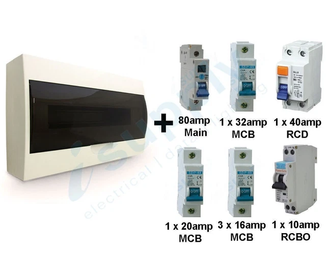 COMPLETE 18 POLE Distribution Board Switchboard Safety RCD Main MCB Way ...