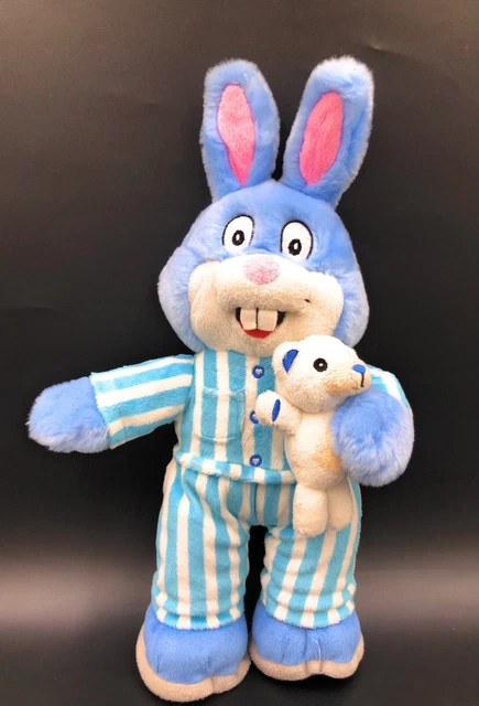 BUNN LEISURE BUSTER Bunny Rabbit in Blue Striped PJs & Teddy 15” Plush ...