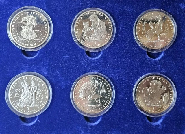 1993 100 YEARS of Peter Rabbit SILVER Proof 6 coin set Westminster Rare ...