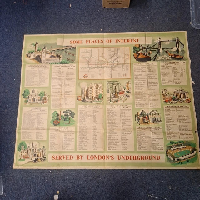 C1930S ORIGINAL BAYNARD press London underground Tube Map BECK Speedway ...