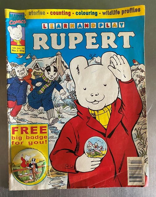 MARVEL RUPERT LEARN and Play Comic No 3, 12 January 1994 £5.75 ...