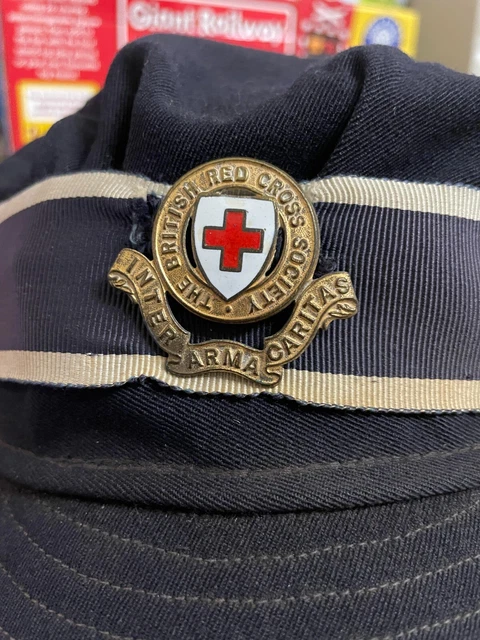 WW2 BRITISH RED Cross Society BRCS Women's Soft Uniform Cap with Enamel ...