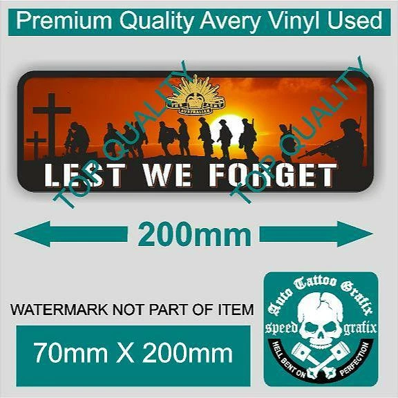 LEST WE FORGET Decal Sticker Army Australian Military Australian Armed ...