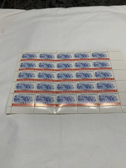 VTG 70S US Postage Stamp Sheet Gum Mint Never Used Declaration Of ...