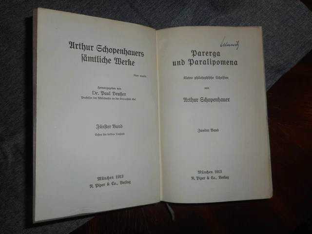 SCHOPENHAUER: SÄMTLICHE WERKE Band 5, Parerga und Paralipomena ...