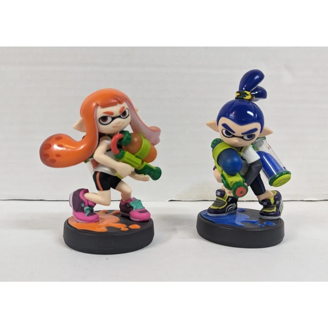 LOT OF 2 Nintendo Switch Splatoon Inkling Boy Girl Amiibo Figures $29. ...