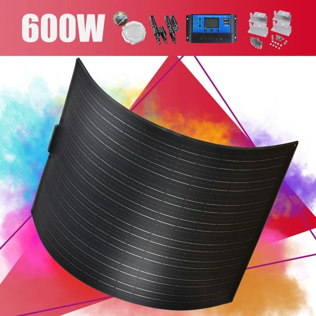 600W FLEXIBLE SOLAR Panel Kit 12V 600 Watt Mono Home RV Caravan Camping ...