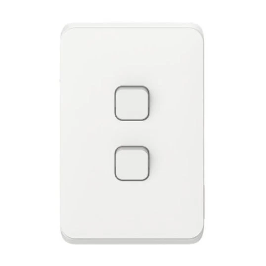 CLIPSAL ICONIC FLUSH SWITCH 2-Gang 250V 10AX 1/2-Way Vertical Mount ...