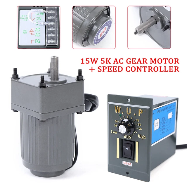 AC 110V GEAR Motor Electric Variable Speed Reduction Controller 1:5 270 ...