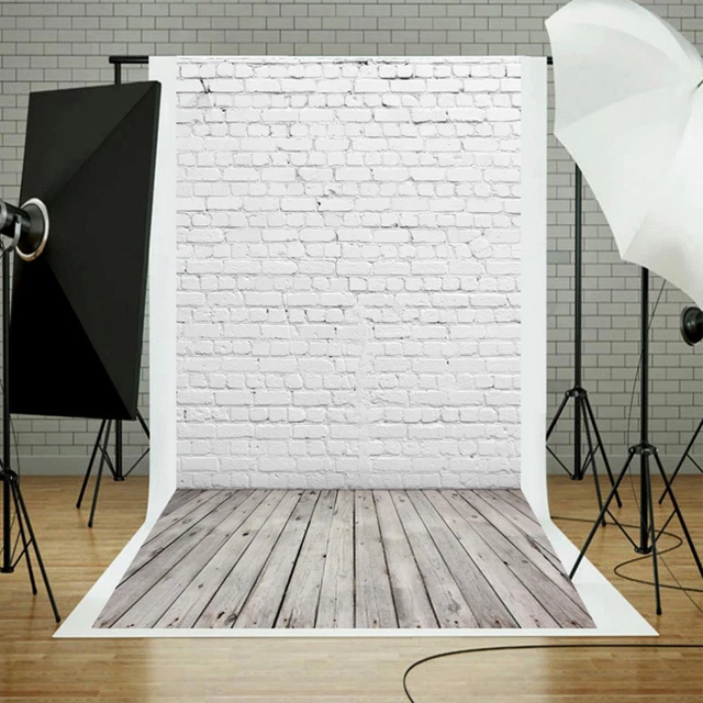 1.6X2.3YD WHITE BRICK Wall With Wooden Floor Photography Backdrop Vinyl ...