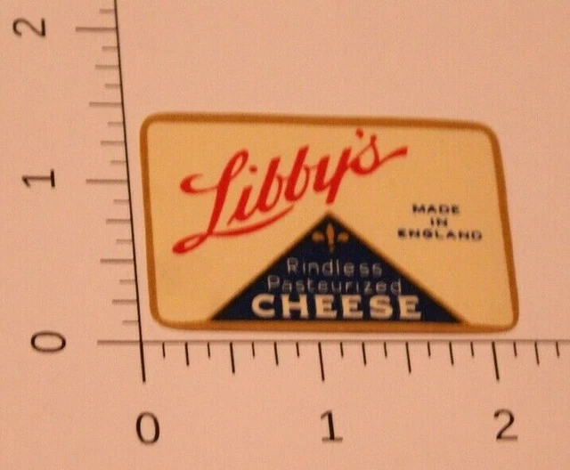 VINTAGE LIBBY'S RINDLESS Pasteurized Cheese Label Made In England $6.29 ...
