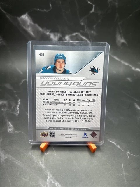 2024-25 UPPER DECK Series 2 Hockey Macklin Celebrini Young Guns Rookie ...