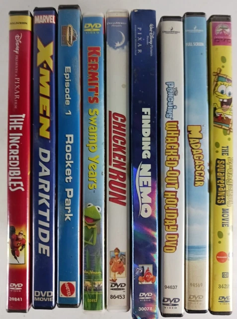 CHILDREN'S/KIDS DVDS LOT Of 9 Finding Nemo, The Incredibles, SpongeBob ...