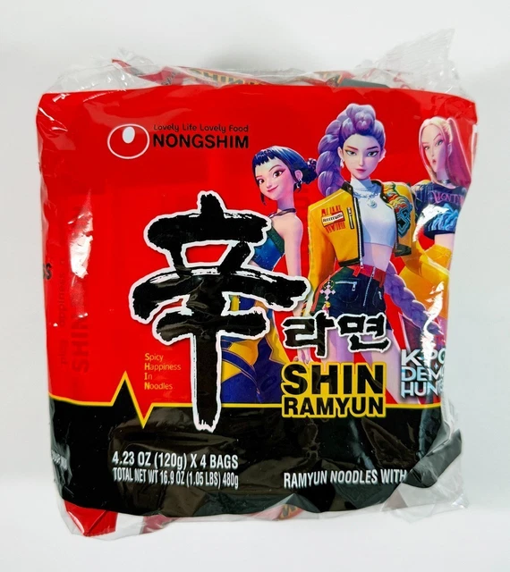 KPOP DEMON HUNTERS Korean Shin Ramyun Ramen 4 Pack Huntrix Rumi Zoey ...