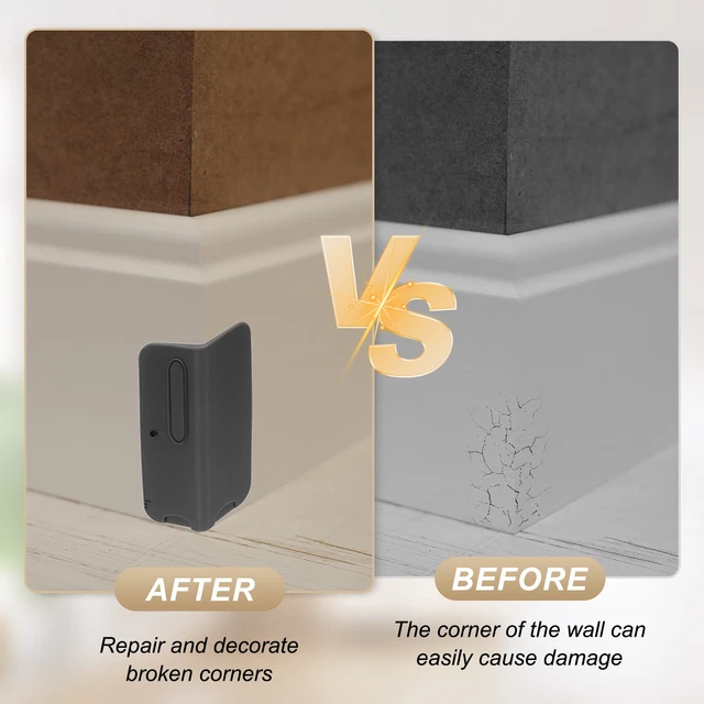 4 PCS 4 Inch Baseboard Corner Protector, Furniture Corner Cover, Black ...