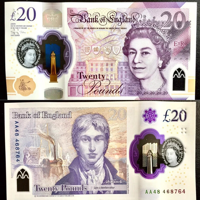 RARE NEW UNCIRCULATED Polymer £20 Bank Note AA 48 468764 (First Year ...