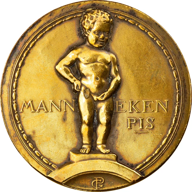 BELGIQUE, MÉDAILLE, MANNEKEN Pis, Exposition Universelle de Bruxelles ...