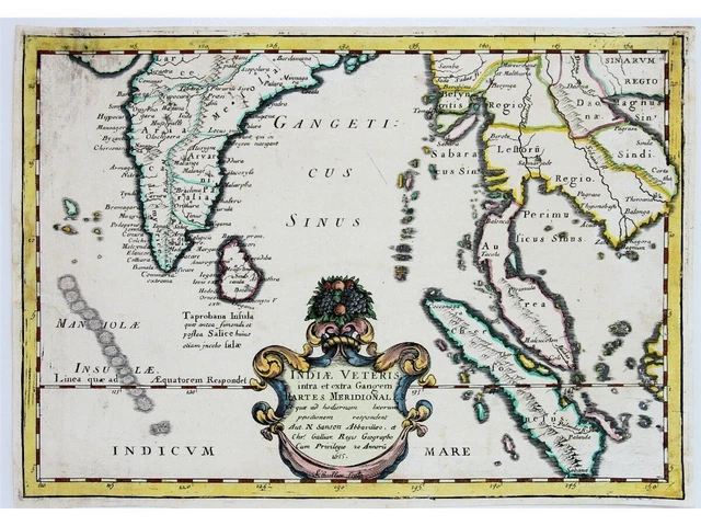 CARTE INDE CEYLAN, Golfe du Gange, Indiae Veteris par Sanson 1655 EUR ...