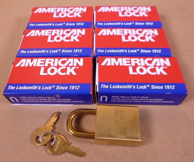 (6 PACK MATCHING Key) American Lock Company US Military Brass Padlock ...