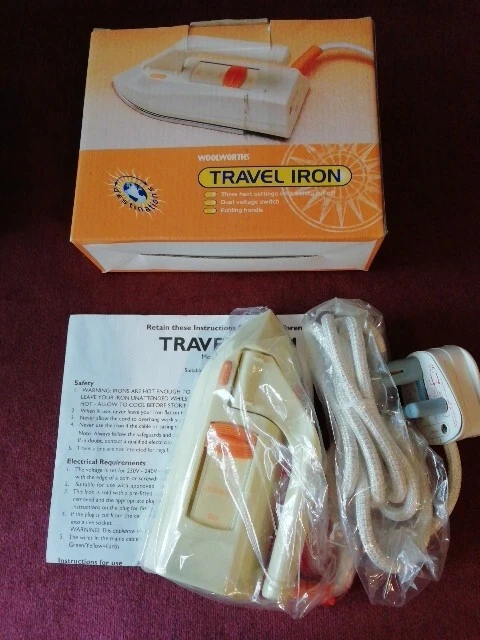 WOOLWORTHS VINTAGE COLLECTORS Travel Iron 3 Heat Settings &Dual Voltage ...