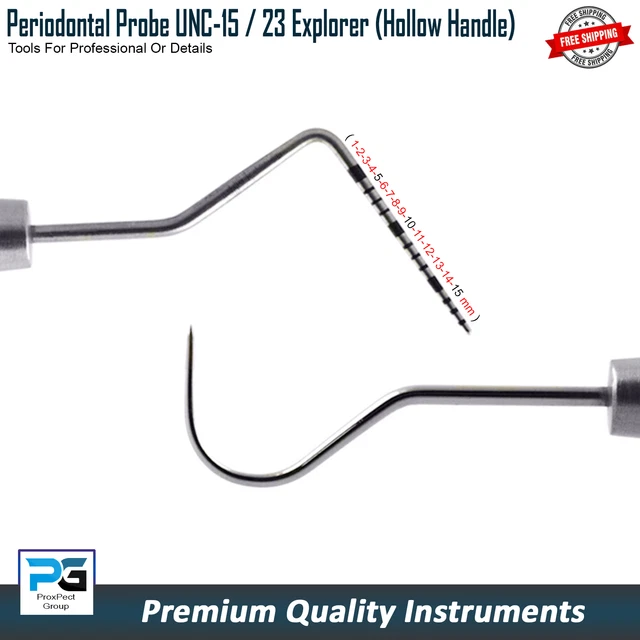 DENTAL PERIODONTAL PROBE UNC-15/23 Scaler Color Coded-Marking ...