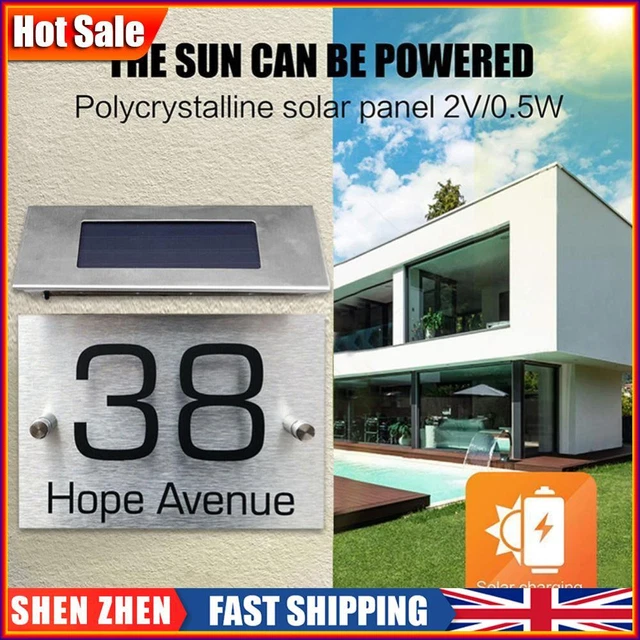LED SOLAR HOUSE Number Light Digital Address Indication Doorplate Lamp ...