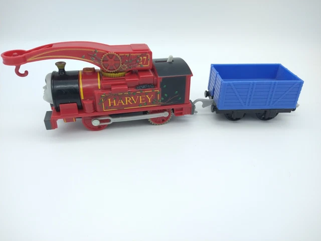 THOMAS & FRIENDS TrackMaster Harvey + Blue Cargo Car Motorized Train ...