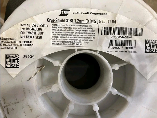 5 KG EDELSTAHL Schweißdraht VA V2A ESAB Cryo-Shield 316L / 1,2 mm MIG ...