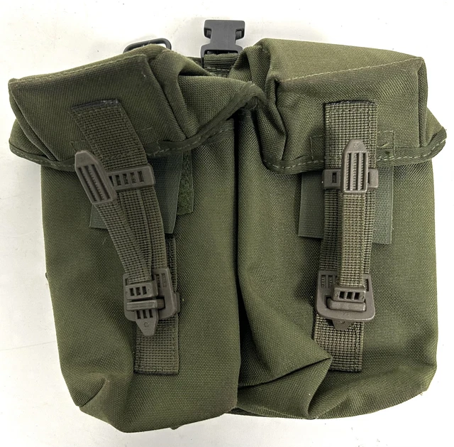 BRITISH MILITARY OLIVE Green PLCE Webbing System Empty Left Double Mag ...