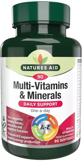 NATURES AID MULTI-VITAMINS and Minerals, 90 Capsules 3 Months Supply £6.50 - PicClick UK