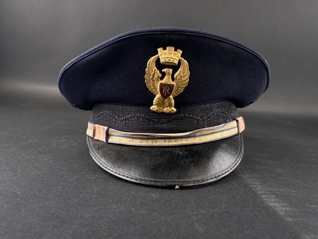 VINTAGE ITALIAN MILITARY State Police Service Peak Cap Blue Size 56 £ ...