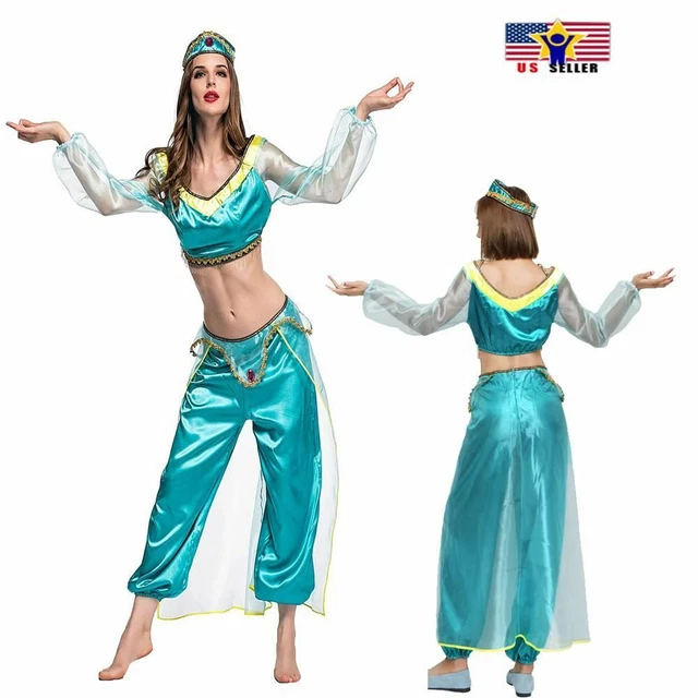 Princess Jasmine Aladdin Arabian Belly Dancer Harem Cosplay Costume Sz L Hat 2999 Picclick