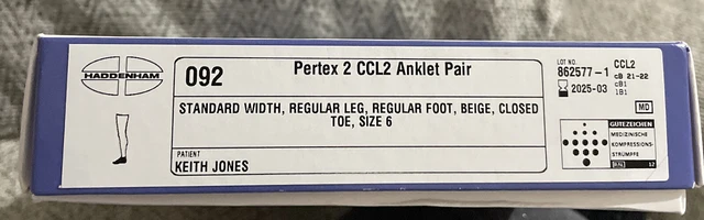 HADDENHAM LOWER LIMB Compression Garment CCL2 (Pertex 2 CCL2 Anklet ...