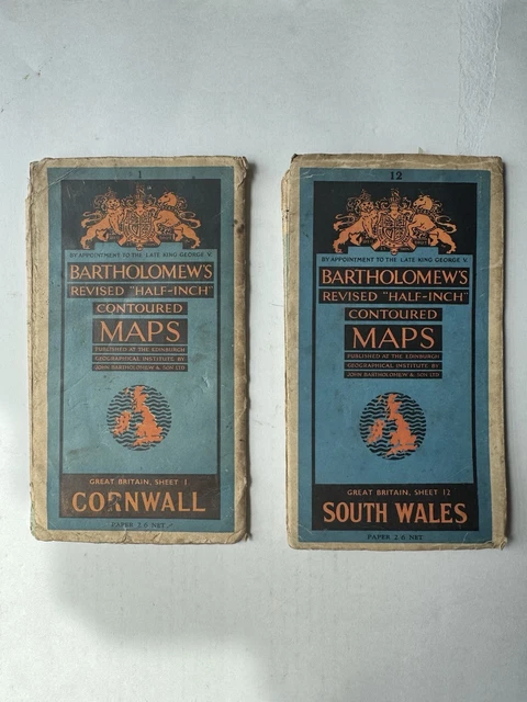 2 X BARTHOLOMEW’S Vintage Maps Cornwall & South Wales £8.65 - PicClick UK