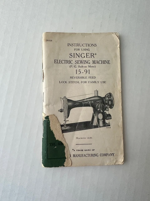 SINGER 15-91 ELECTRIC Sewing Machine Instruction Manual Booklet Form ...