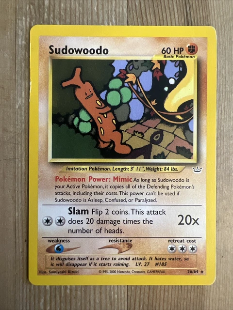 POKÉMON TCG SUDOWOODO Neo Revelation 26/64 Regular Unlimited Rare MP $8 ...