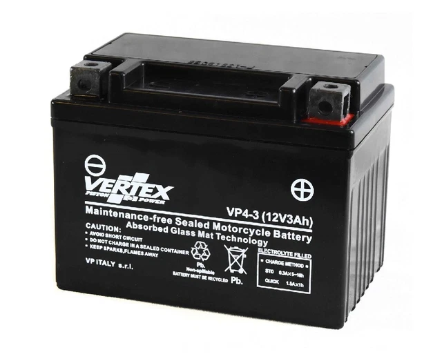 VERTEX VP4-3 SEALED AGM Battery Replaces - CT4L-BS CTX4L-BS YT4L-BS ...