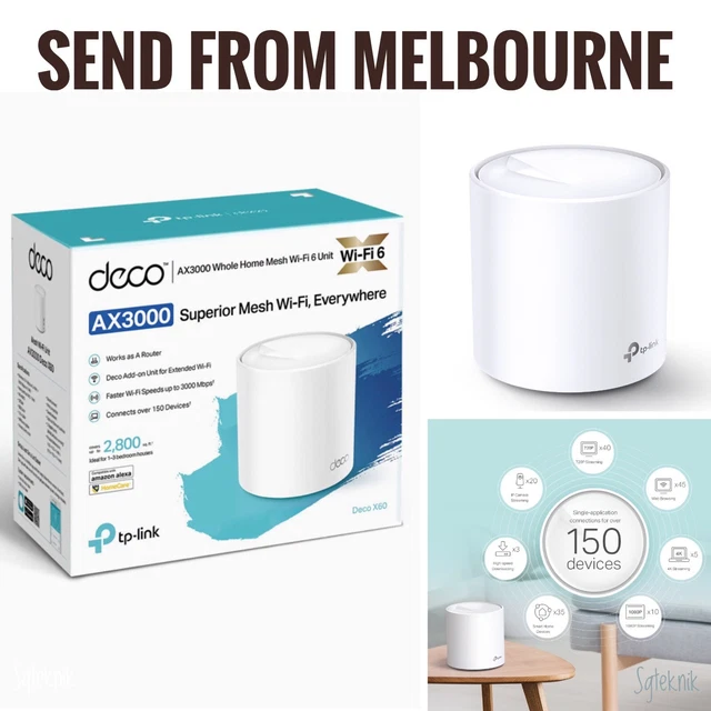 TP-LINK DECO X60 AX3000 Home Mesh Wi-Fi 6 Wireless Gigabit Router Range ...