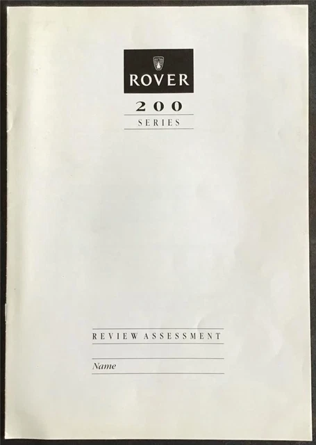 ROVER 200 SERIES Car REVIEW ASSESSMENT Staff Training Aid UNDATED £11. ...