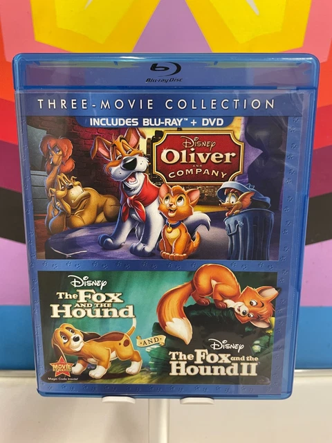 DISNEY TRIPLE FEATURE Oliver and Company / The Fox and Hound 1 + 2 Blu ...
