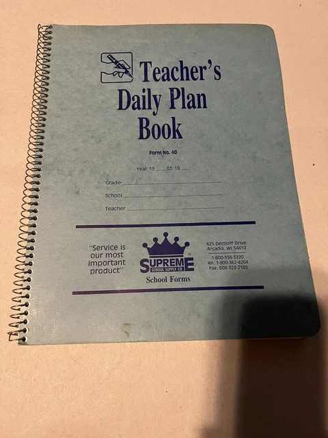 VINTAGE TEACHER'S PLANBOOK Daily Plan Lesson Plans Planner Book Spiral ...