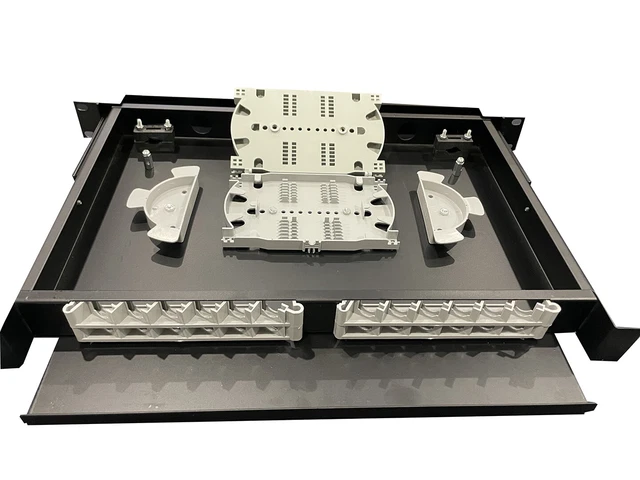 FIBRE OPTIC 24 port Patch Panel Fobot with splice tray 1RU rack mount ...