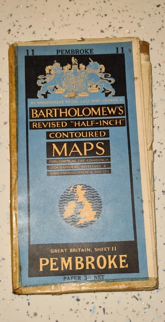 BARTHOLOMEW PEMBROKE MAP Blue Cover 1930s Ordenance Map £11.00 ...
