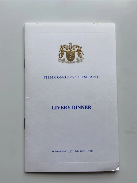 FISHMONGERS COMPANY GOLD Crest Livery Dinner Menu Lord Mayor Sir Hugh ...