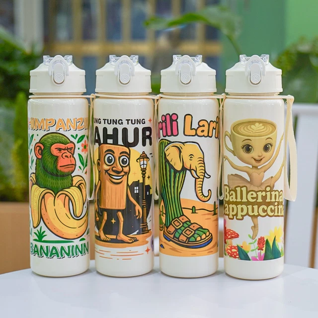 KIDS ITALIAN BRAINROT Water Drinks Bottle Children Back to School Juice ...