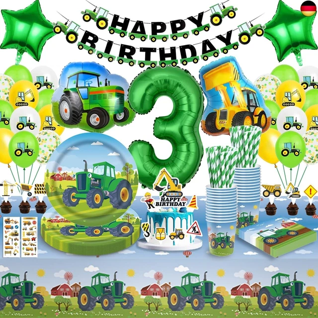TRAKTOR PARTYGESCHIRR KINDERGEBURTSTAG 3, Traktor Geburtstag Deko 3 ...