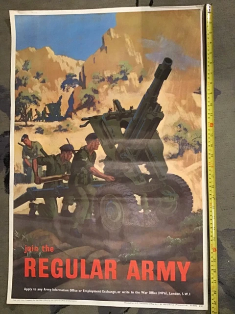 POST WW2 1960S British Army Soldier Recruiting Poster, Royal Artillery ...