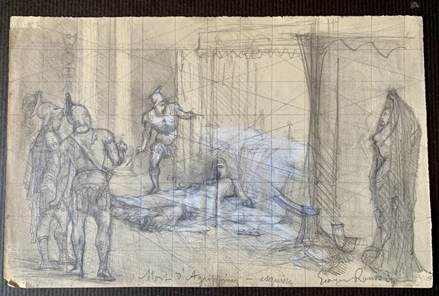 DESSIN ANCIEN XIXEME old Master Drawing Georges Roussin Esquisse EUR 85 ...