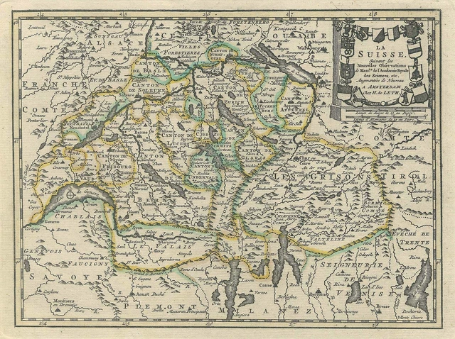 SCHWEIZ ORIGINAL KUPFERSTICH Landkarte de Leth 1788 EUR 125,00 - PicClick DE
